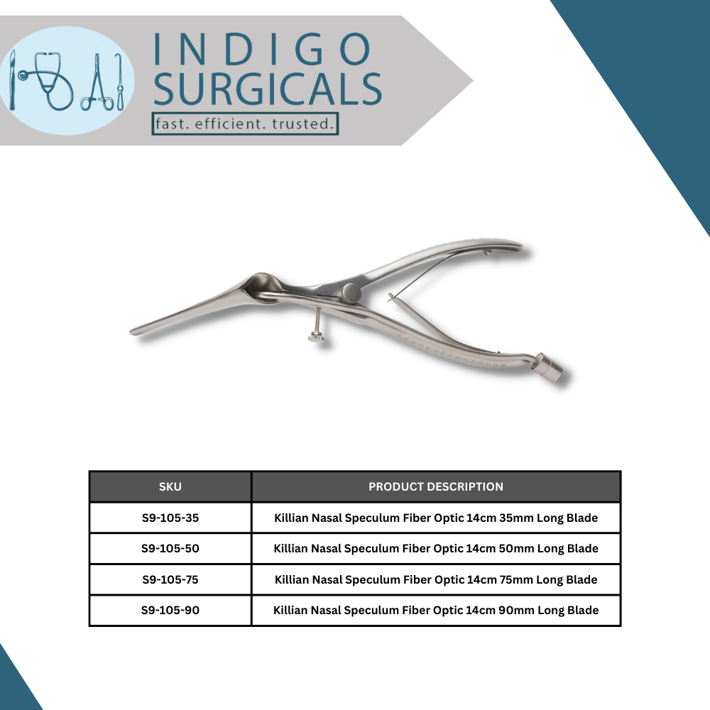 Killian Nasal Speculum Fiber Optic 14cm - Indigo Surgicals